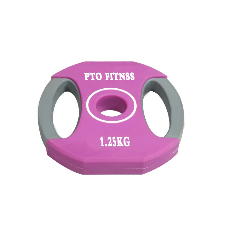Tpu Coated Regular Barbell Plates With Three Handle Holes - Buy Barbell ...
