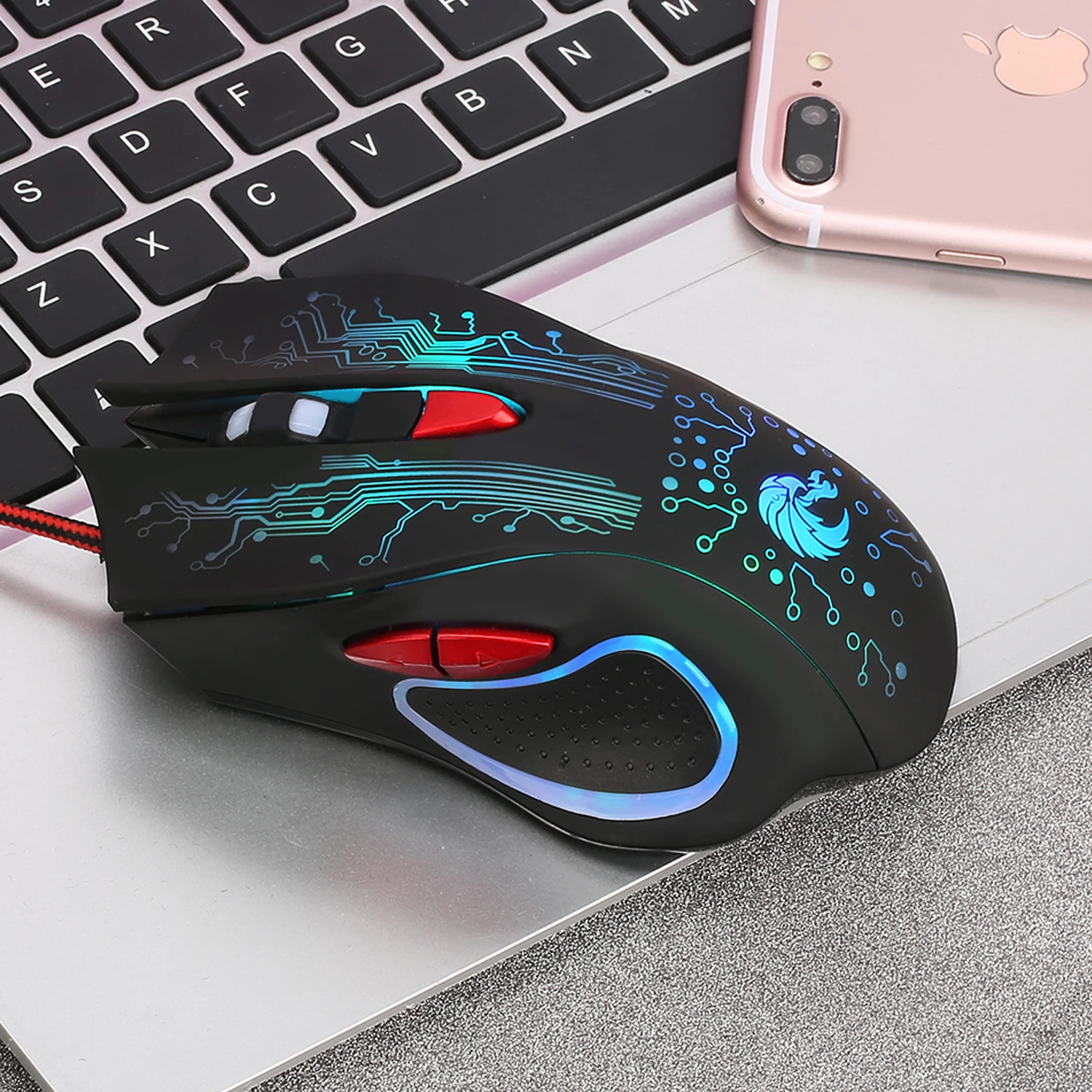 Hxsj H700 Colorful Backlight Wired Optical Gaming Mouse 6 Button ...