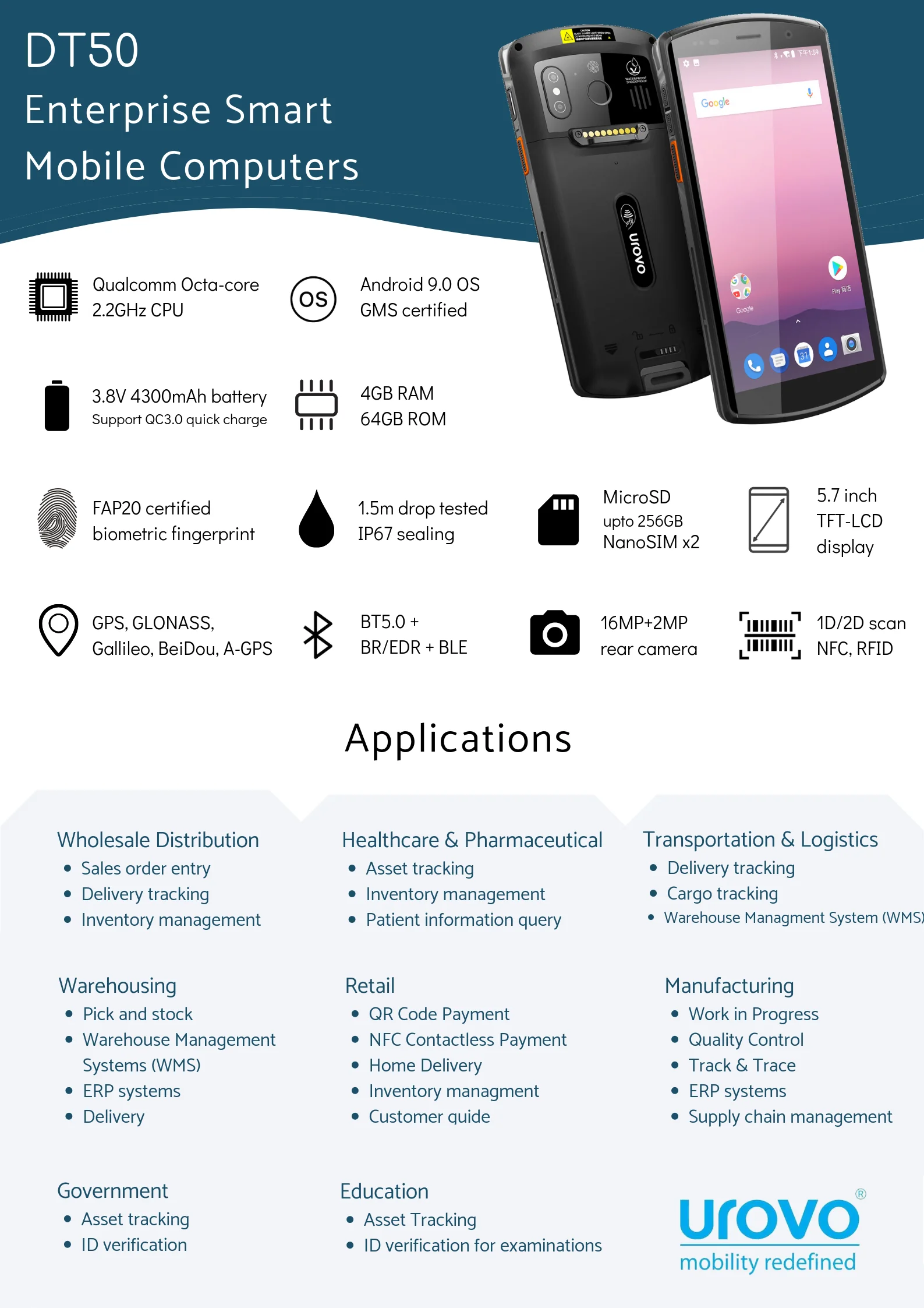 Urovo Dt50 Handheld Pda Rugged Mobile Computer 1d/2d Barcode Scan ... Urovo Dt50 Handheld Pda Rugged Mobile Computer 1d/2d Barcode Scan ...