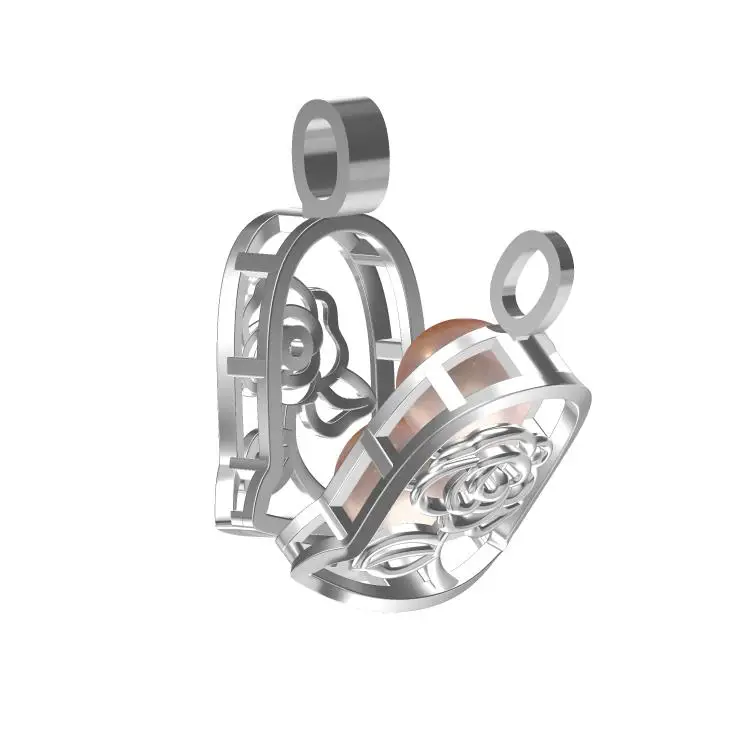 Beauty And Beast Enchanted Rose Locket Pendant Flower Pearl Cage ...