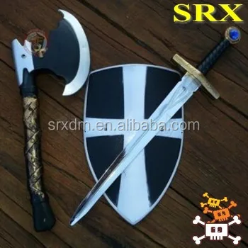 Hospitaller Crusader Toy Sword Axe Shield Knight Medieval Prop,Medieval ...