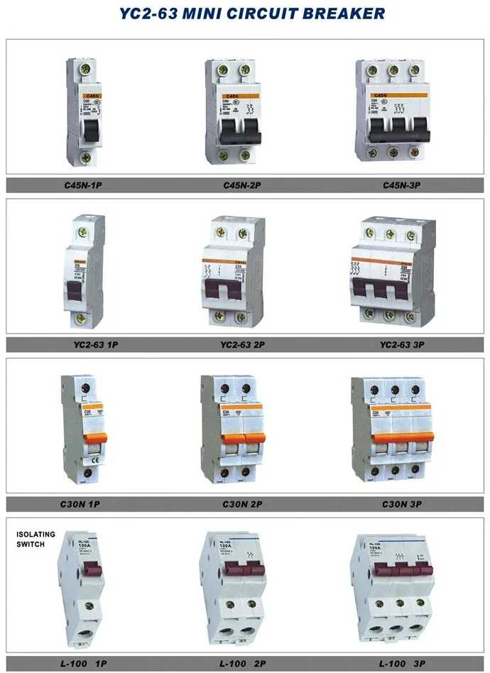C45n Dz47 Yc2-63 Mcb C45 240v 32 Amp Mini Circuit Breaker 1,2,3,4 Pole ...