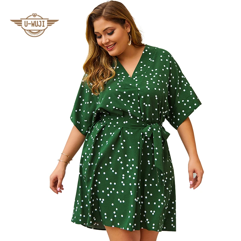 Fat Women's Fashion Sexy Short Sleeve V-neck Floral Printed Midi Plus ...