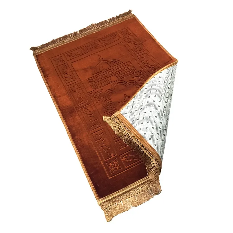 Wide Plush Velvet Islamic Prayer Rug - Namaz Sajjadah