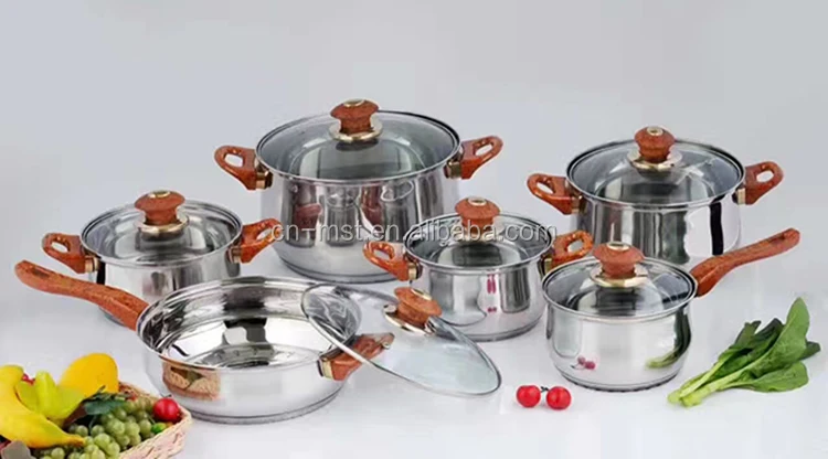 Stainless Steel 12pcs European Cookware Set Cooking Pots And Pans - Buy ...
