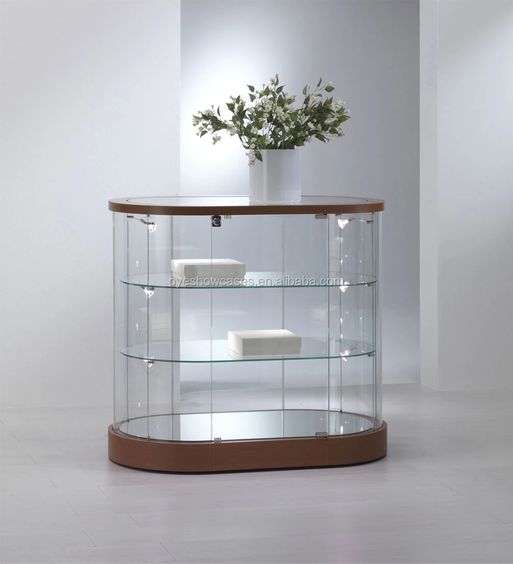 Retail Curved Glass Display Case with LED Lights for Trophies - Custom ...