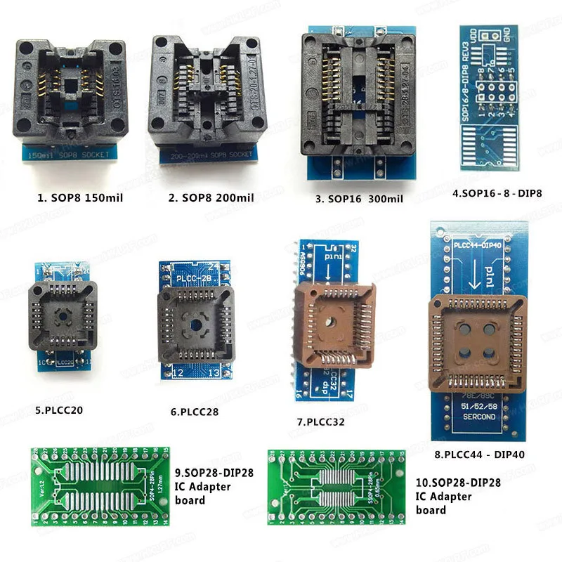 Sop To Plcc 10pcs Ic Adapter Sop8 Sop16 Sop20 Sop28 Plcc20/28/32/44 ...