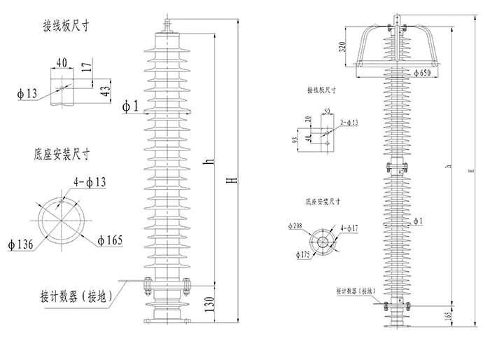 Power Station High Voltage 10kA Composite Housing Metal Oxide Arrester ...