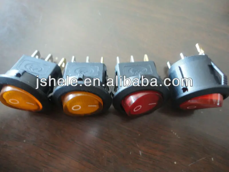 Red Light Illuminated 3 Pin On-off Spst Round Rocker Switch 6a/250v 10a ...