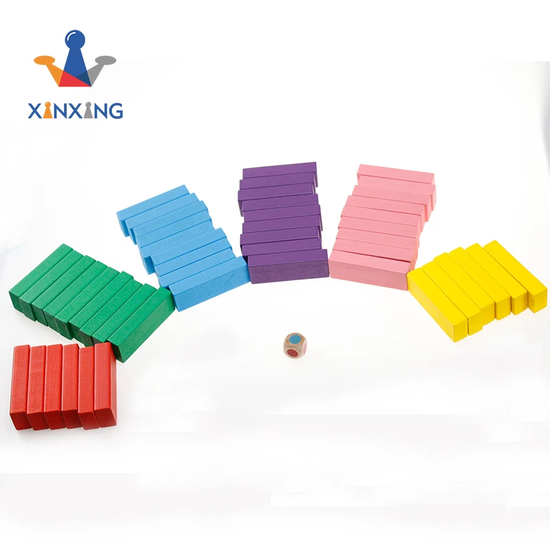 Colored Stacking Game - 48 Piece Wooden Building Blocks