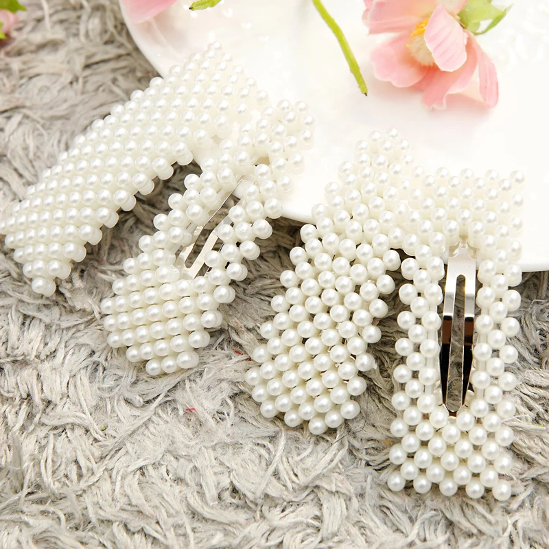 Fashion Bright White Pearl Girl Hair Clip Bangs Clip Women Hair ...