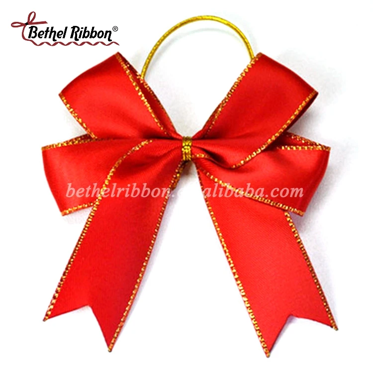 Custom Decoration Red Ribbon Bow With Elastic Loop - Buy Ribbon Bow ...