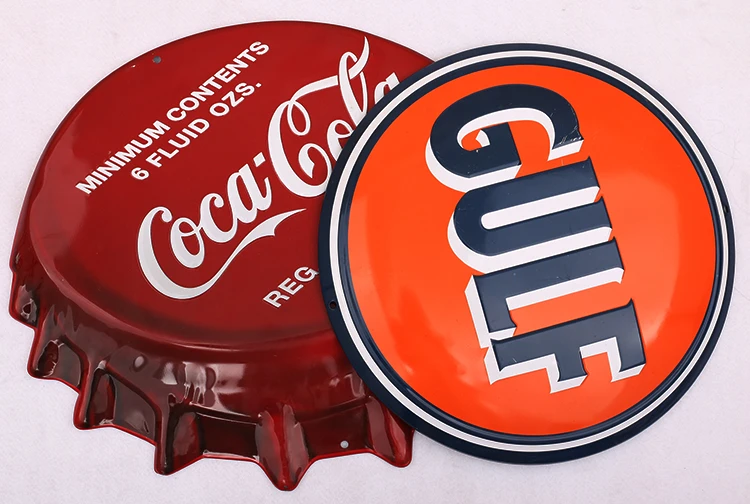 Oval Shape Wall Decoration Art Metal Advertising Street Tin Sign Emboss ...