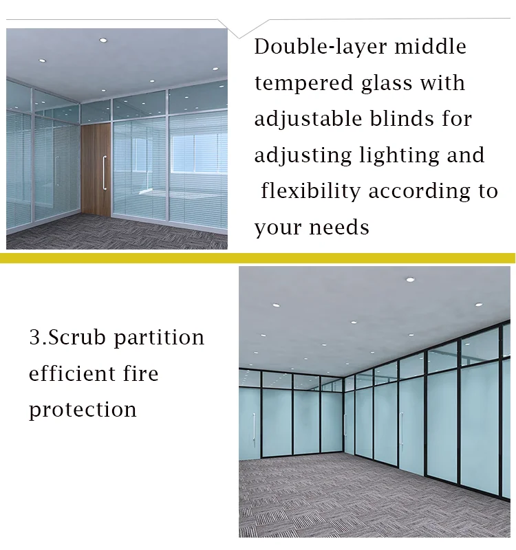 Office High Partition Wall Office Glass Partition Double Glass Belt ...