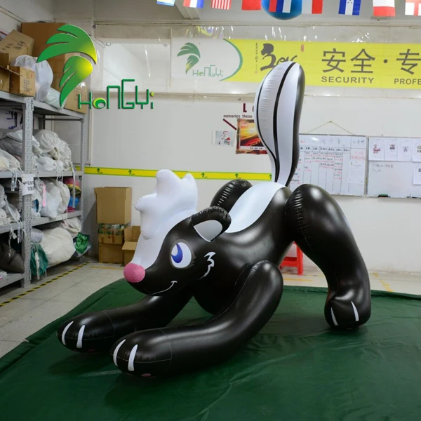 Durable Pvc0.4mm Black Inflatable Mephitine Wolf Cartoon Toys for Riding On