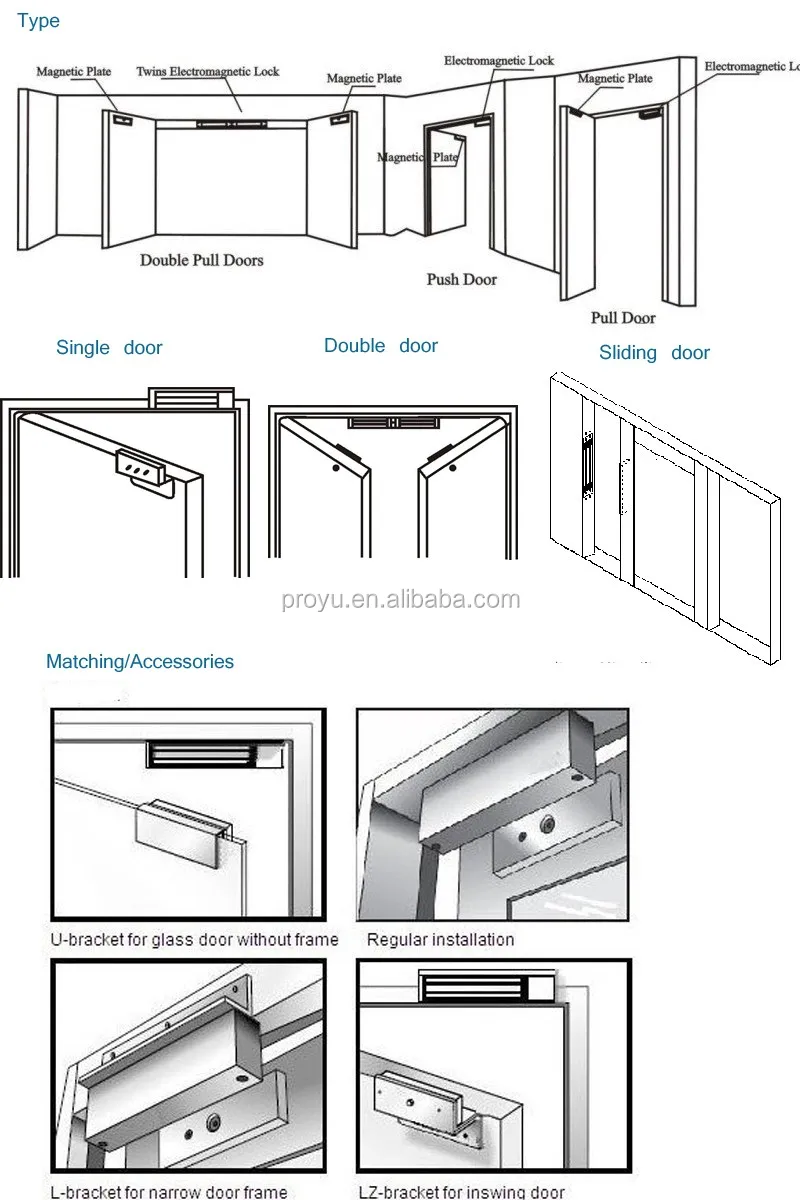 280kg 600lbs Em Lock Single Door Electric Magnetic Locks With Led ...