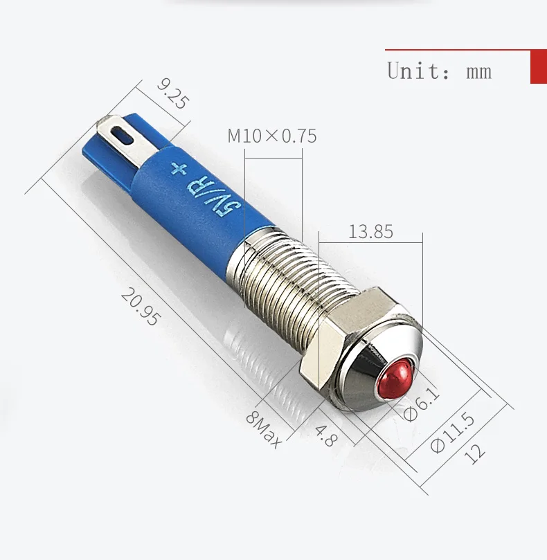 Outdoor Ip67 Waterproof Metal 8mm 24 Volt Dot Led Indicator Lights ...