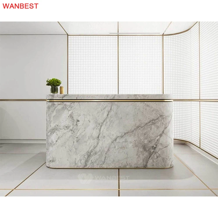 Solid Surface Marble Luxury Modern Square Shape Black Reception Desk ...