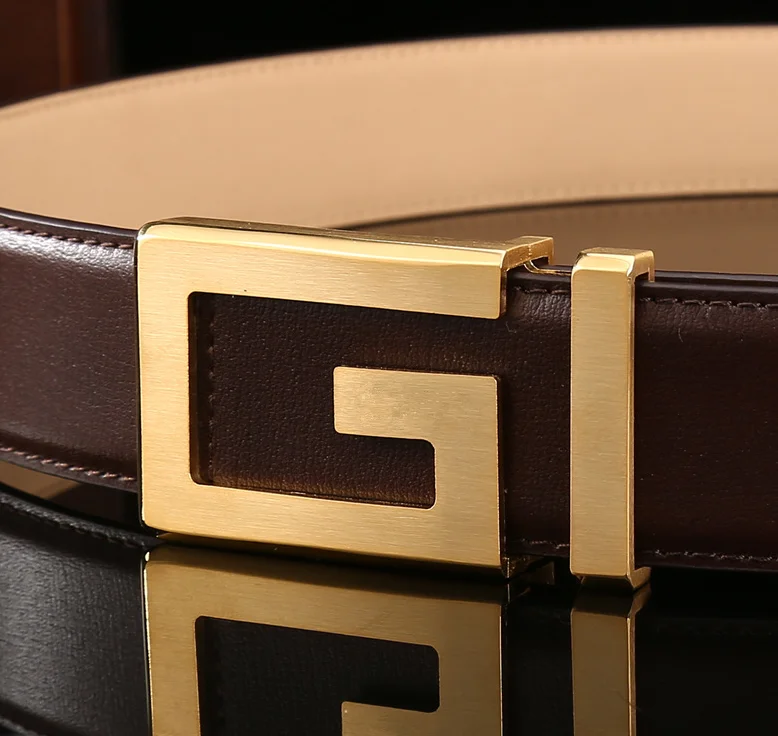 3.5cm High Quality Brass Buckle G Letter Genuine Leather Belt