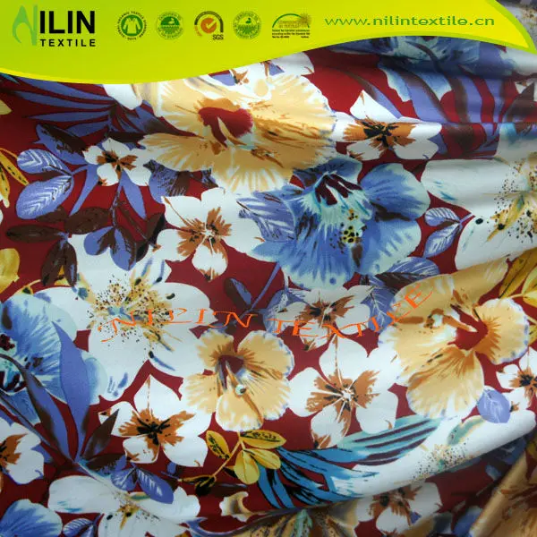 100% rayón impreso rayón challis tela para el vestido de las mujeres ...