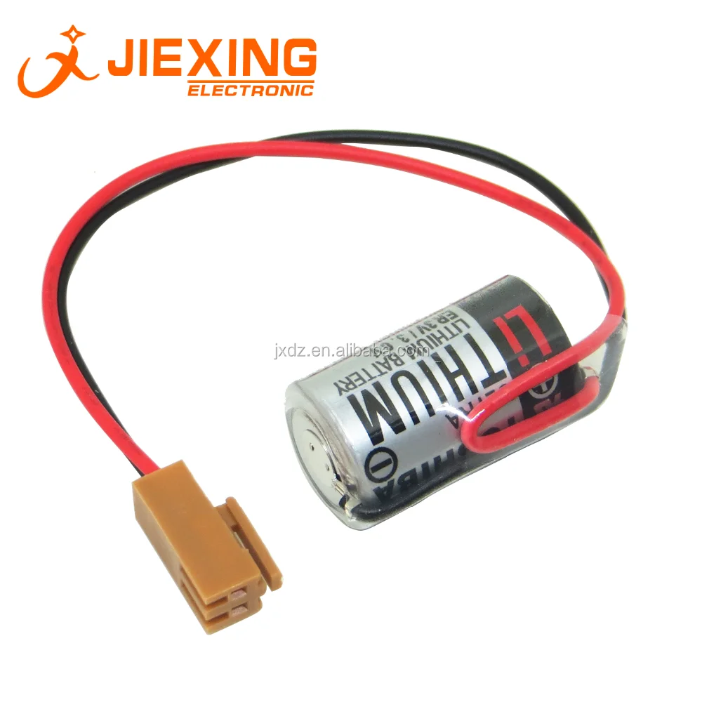 Er3v/3.6v Cpm2a-bat01 Plc Lithium Battery With Cable Brown Connector ...