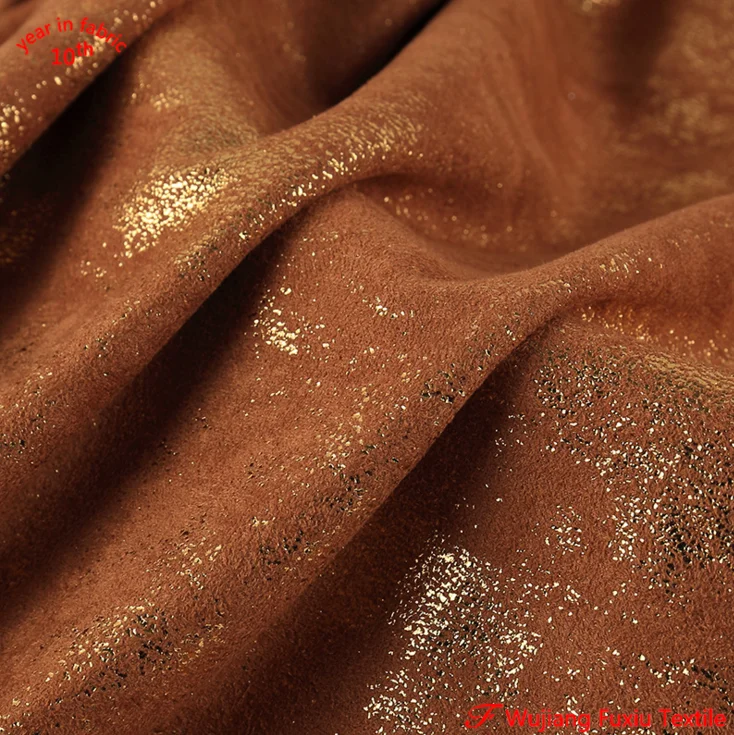 100% Polyester Gold Stamping Foil Micro Suede Fabric Sofa Upholstery ...