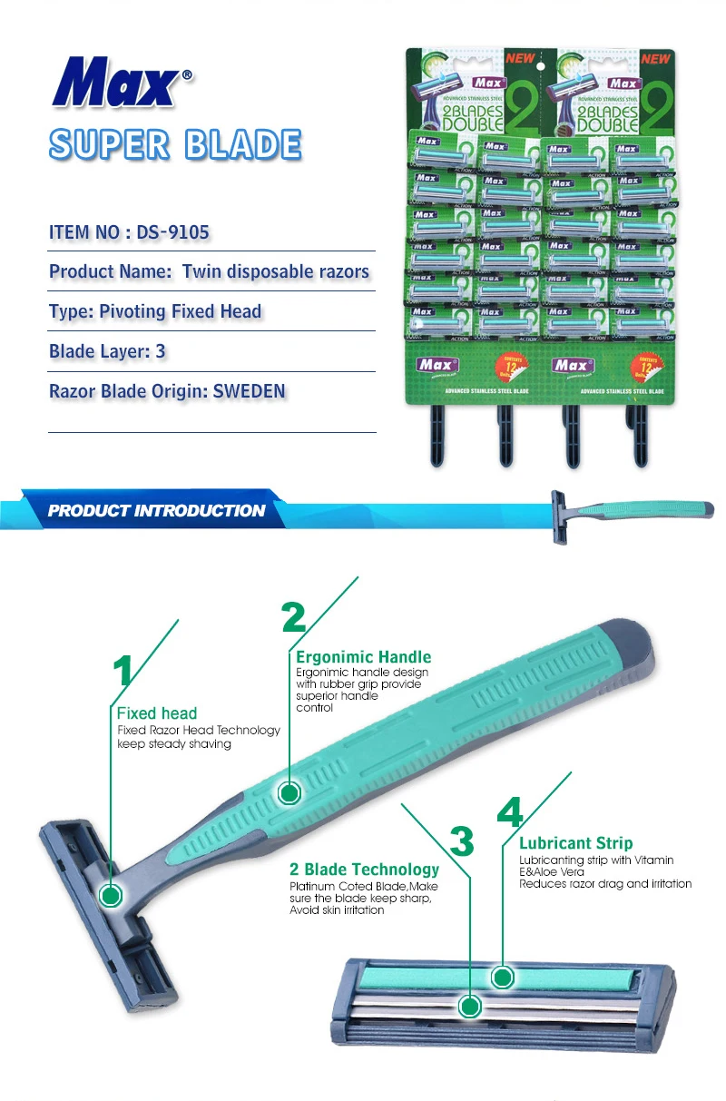 Max Brand Double Blade Disposable Shaving Razor - Efficient & Convenient