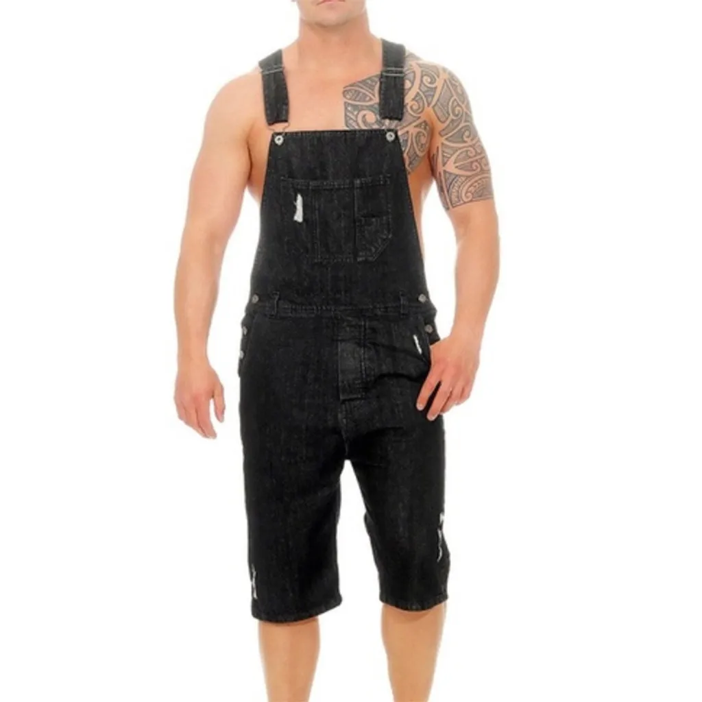 Top Quality Custom Mens Summer Short Denim Overalls Fashion Ripped ...