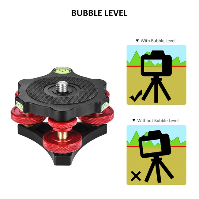 LP-64 Precision Leveling Base Tripod Head Plate with 3/8" Mounting ...