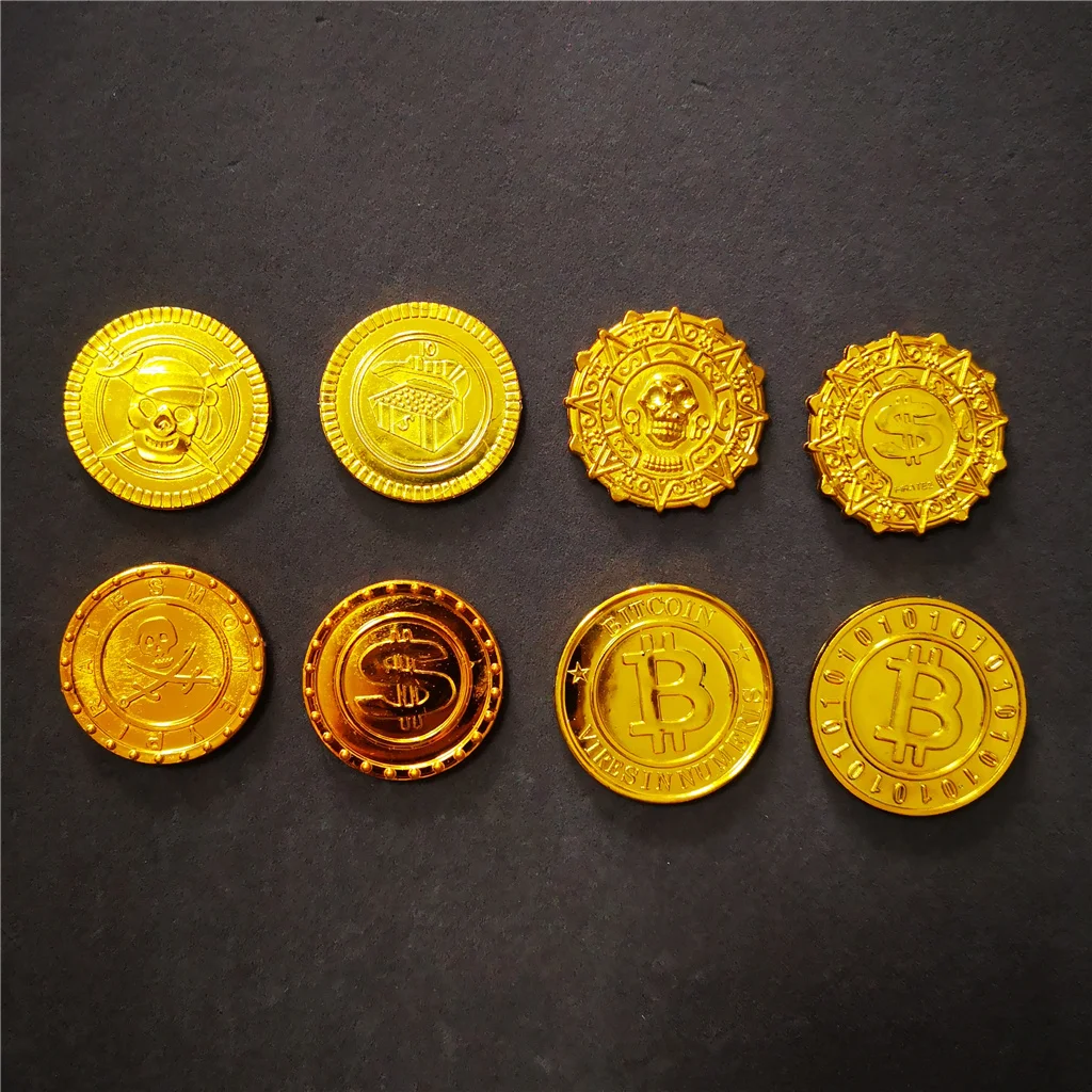 SUNGLAN Electroplating Plastic Pirate Treasure Gold Coins Toy