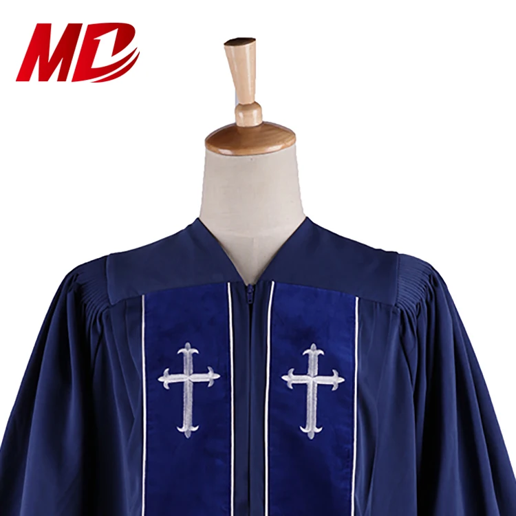 Navy Blue Wesley Style Wholesale Clergy Robes As Church Uniform - Buy ...