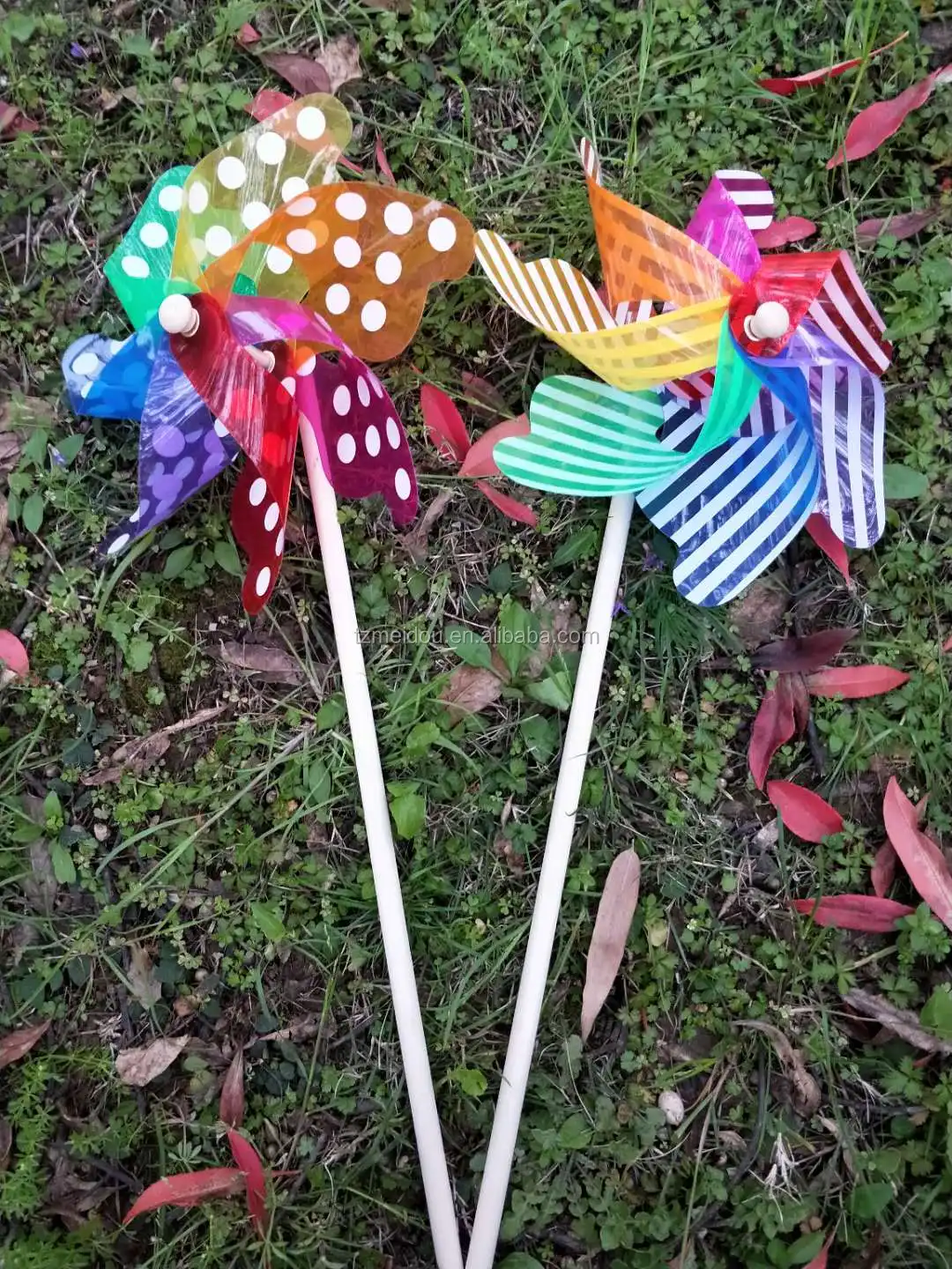 Wooden Stick Pinwheels7-Color Rainbow Dot Wind Spinners toys| Alibaba.com