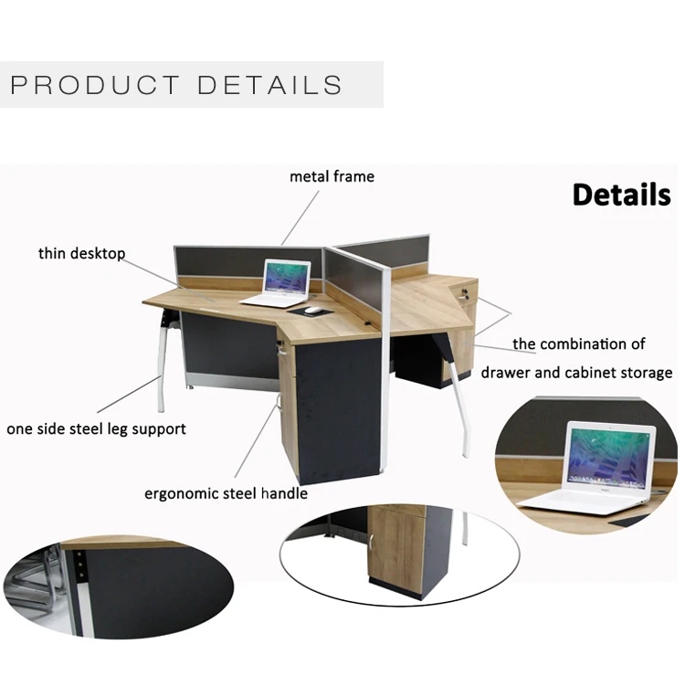 3 Person Combination Office Desk Office Furniture Triangle Workstation ...