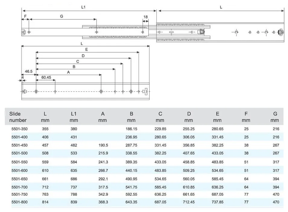 Furniture Us General Tool Box Parts Ball Bearing Drawer Slides - Buy ...