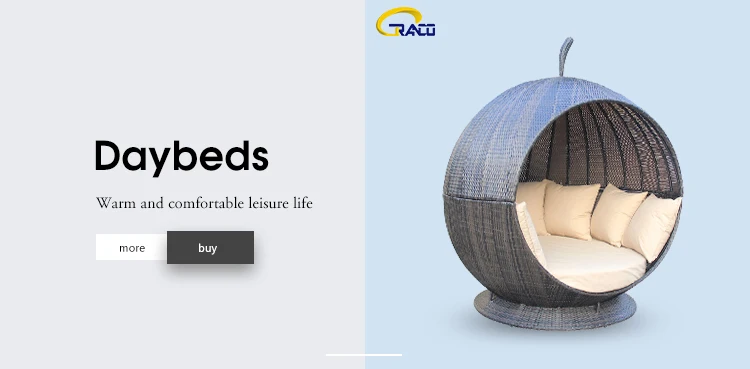 Garden Day Bed Pod - Rattan Apple Daybed with Weaving Roof