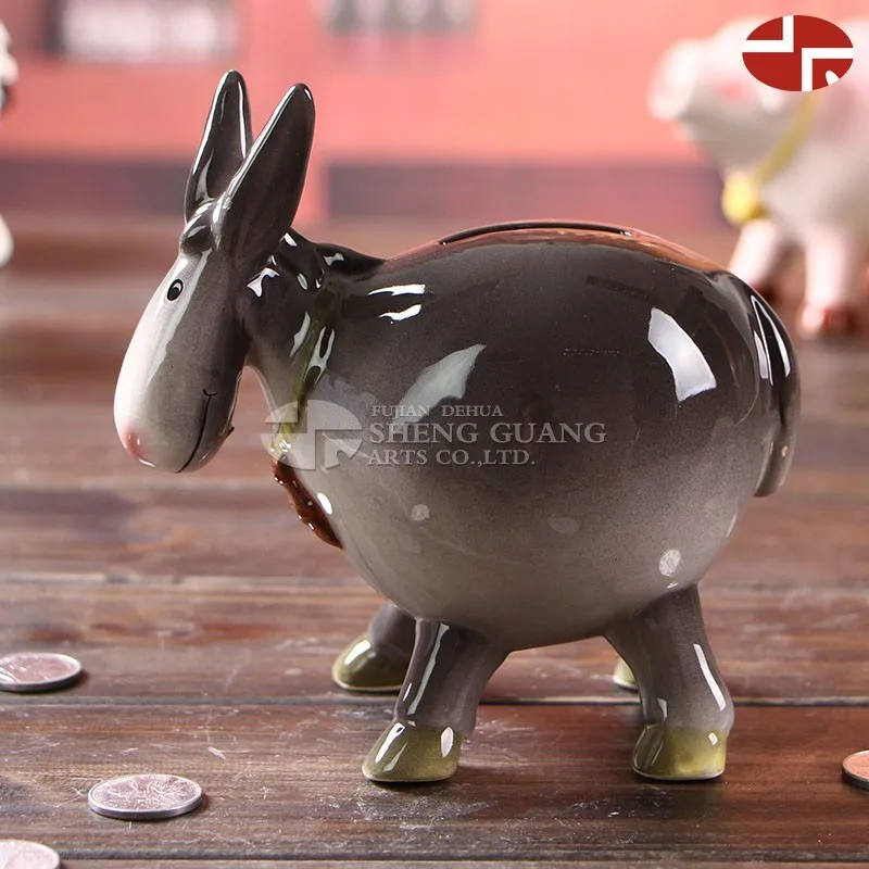 Ceramic Donkey Design With Painting Dolomite Money Box Coin Bank For ...