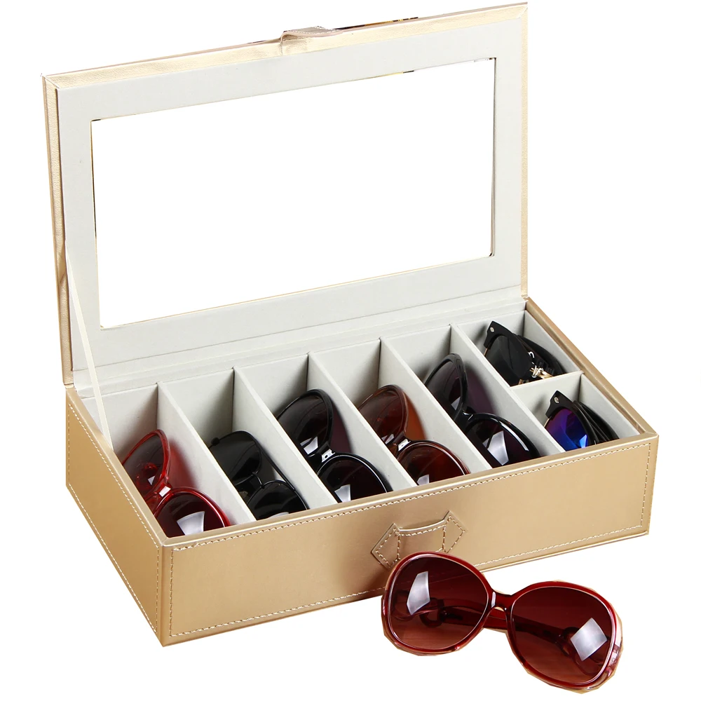 PU Leather Box for Sunglass Storage & Eyewear Organizer