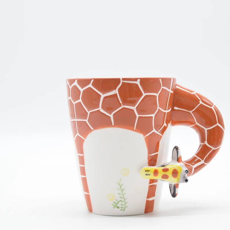 Ceramic Porcelain Mugs - Customizable Giraffe Shaped Cups
