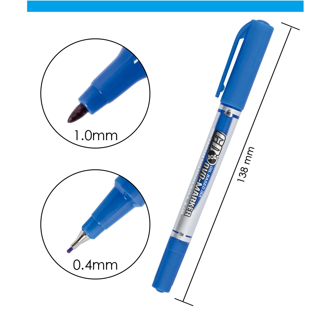 Foska CD Marker Pen - Colored, Permanent Ink, Dual-ballpoint