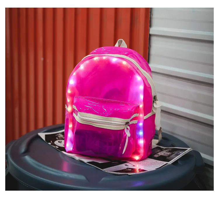 Colorful Waterproof Pvc Led Light Backpack Shiny In Night - Buy Led ...