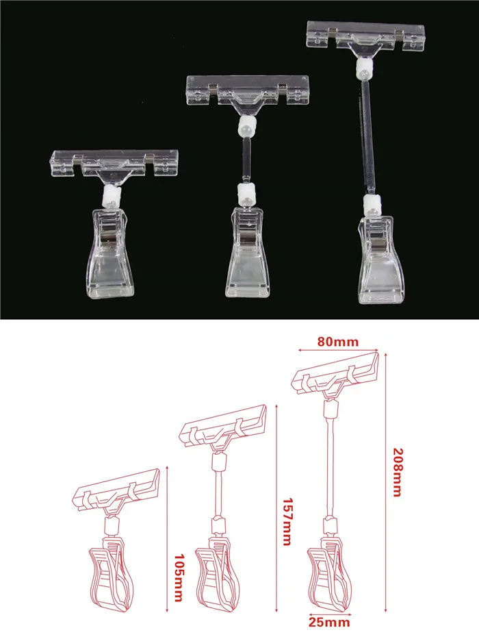 Supermarket Transparent Gripper POS Plastic Thumb Clamp Sign Holder ...