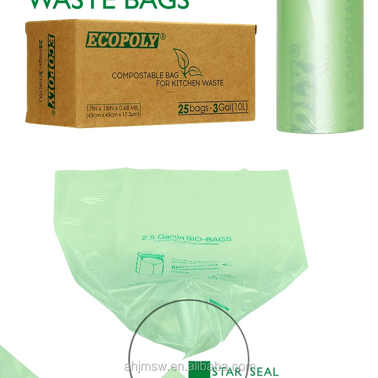 Best Factory Price Polylactic Acid Biodegradable/compostable Trash Bags ...