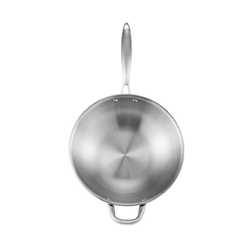 3-ply Stainless Steel Wok Frying Pan Stainless Steel Chinese Frying Pan ...