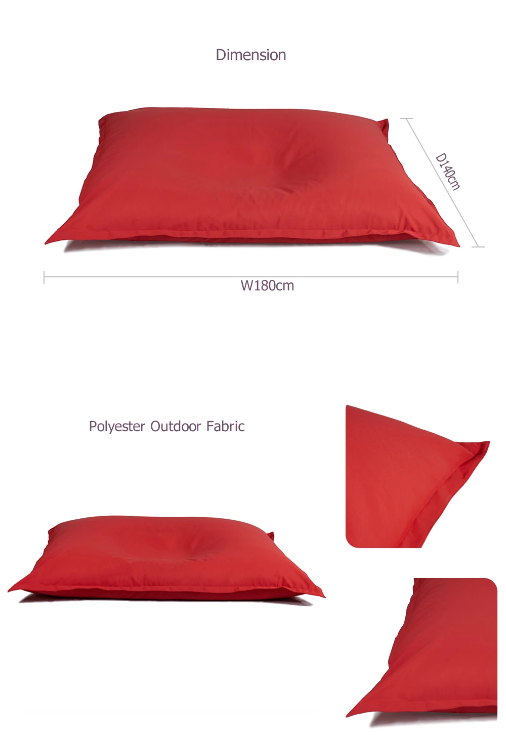 Modern Design Rectangle Waterproof Floating Bean Bag Bed Big Cushion ...
