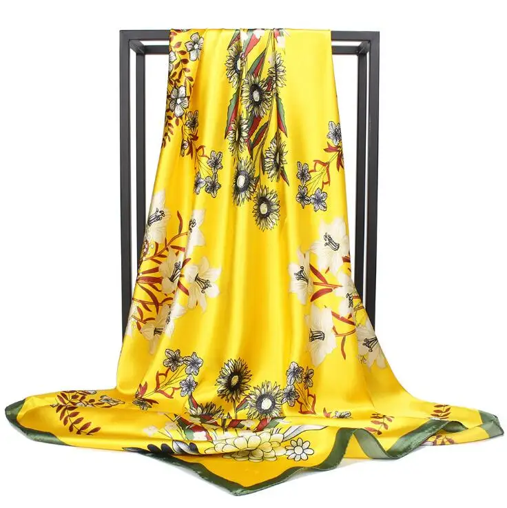 90*90cmlmitated Silk Scarf Malaysia Tudung Satin Scarves For Women ...
