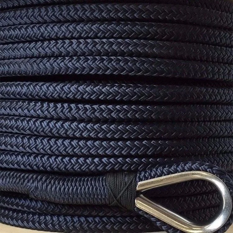 16mm Double Braided Black Polyester Mooring Rope - 100m
