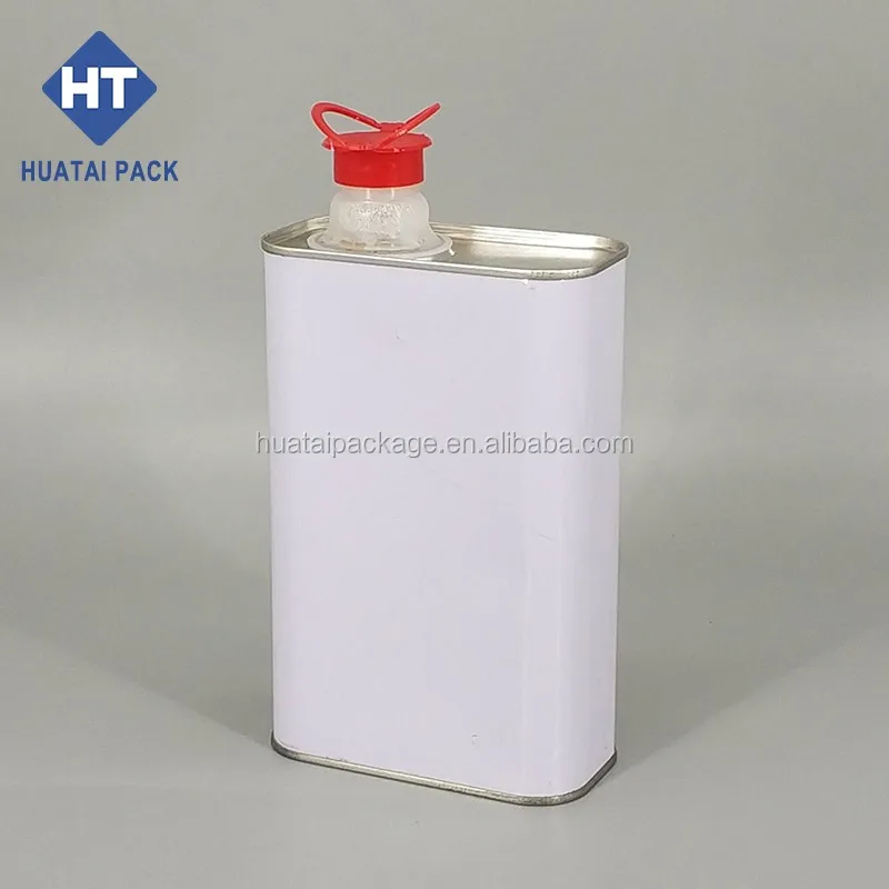 1l Metal Rectangular Engine Oil Tin Can Jerry Can With Flexible Plastic ...