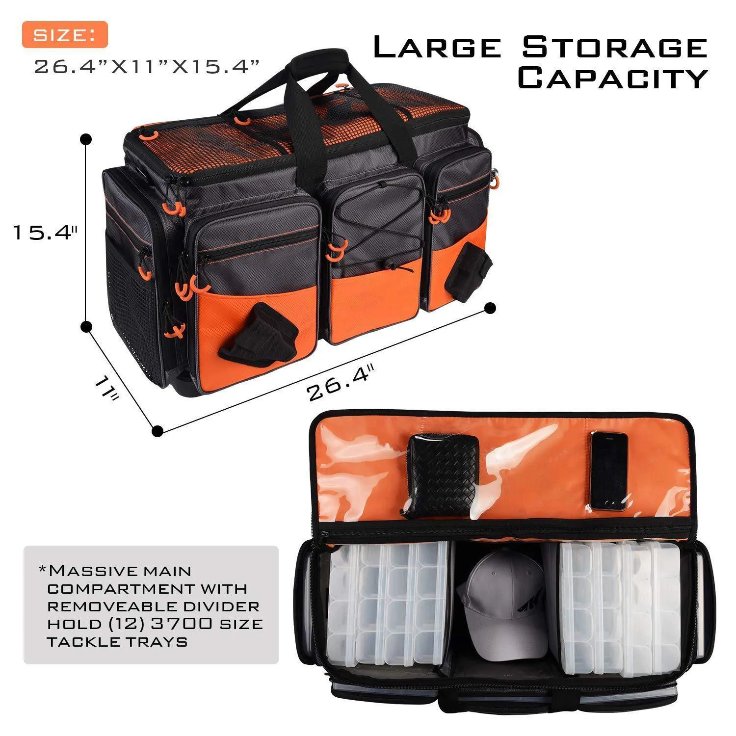 Large Fishing Tackle Bags Saltwater & Freshwater Storage Bag And Tackle ...