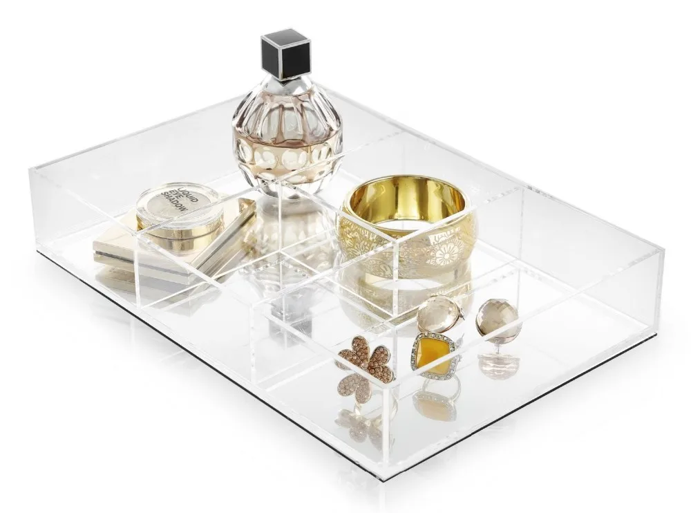 4 Compartments Clear Acrylic Perfume Tray Holder,Acrylic Jewelry ...