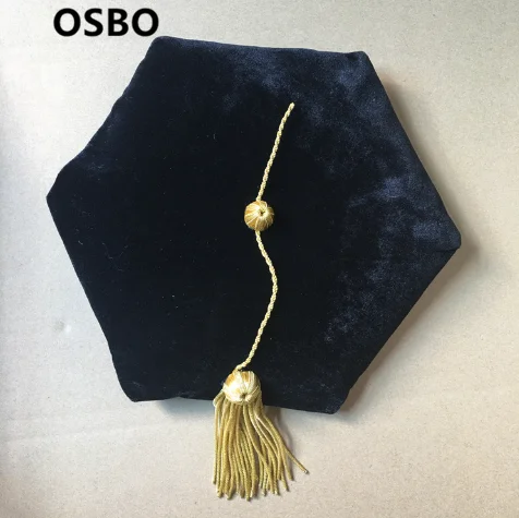 Black Velvet Graduation Doctoral Tam With Golden Bullion Tassel 8 Sided ...